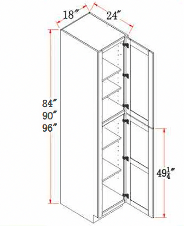 24" Deep Pantry Cabinet TP1884-TP2496 – Cabinet World Plus